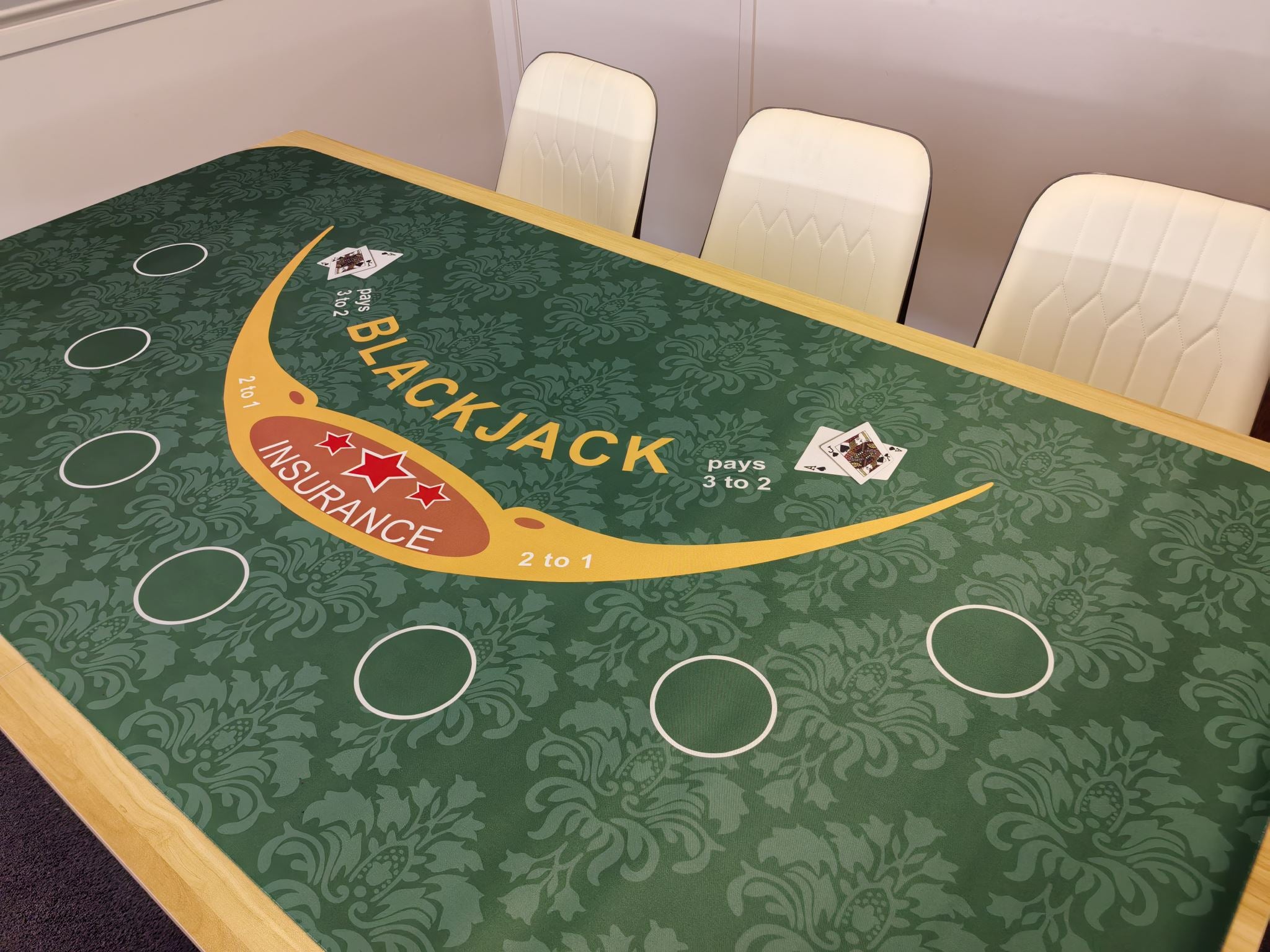 Poker Table Mat 7 Players Blackjack Poker Mat 180cm *90 Anti-Slip Rubb